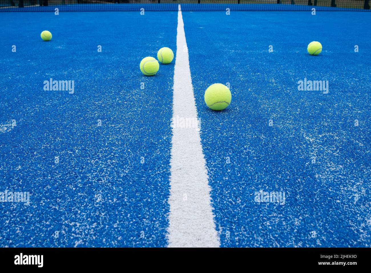 Paddle tennis balls on a paddle tennis court for background Stock Photo ...