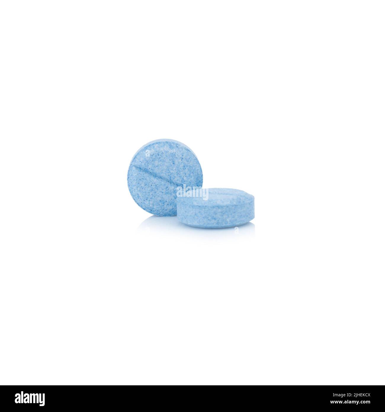 Two pill circle blue isolated on white background Stock Photo - Alamy