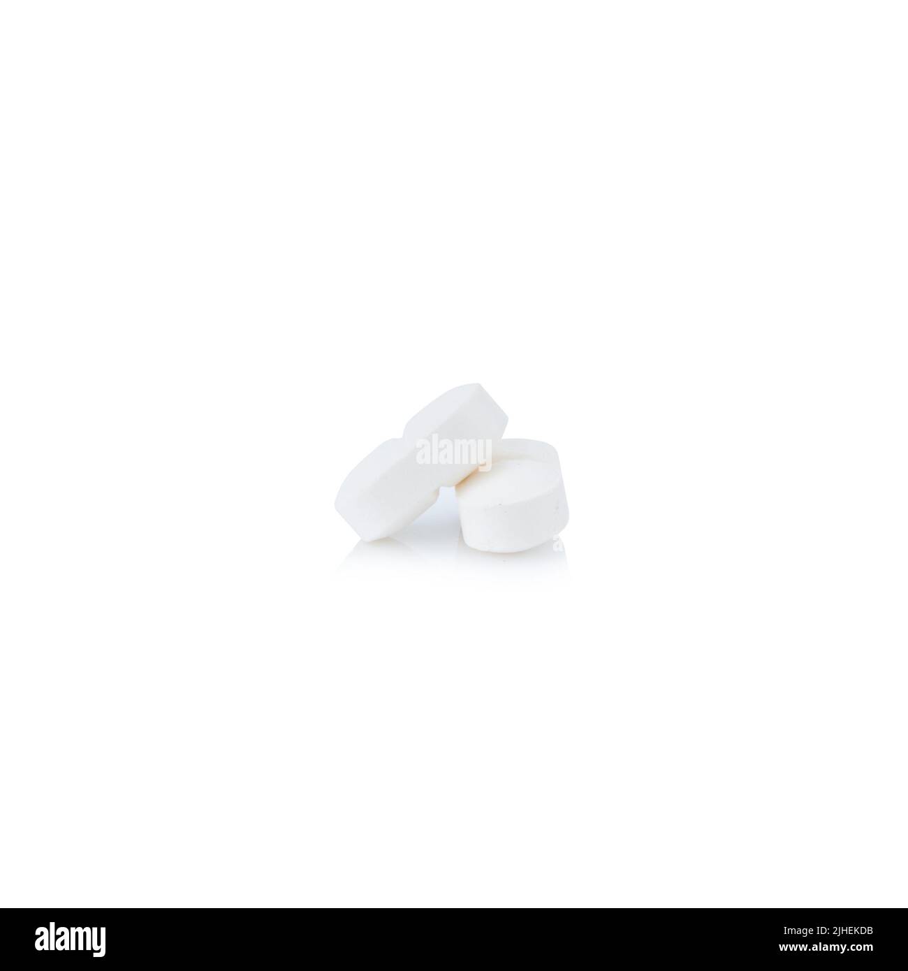 pill color white. two. isolated on white background Stock Photo - Alamy