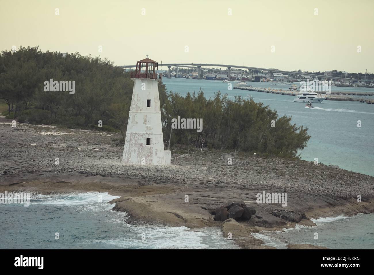 View of lighthouse in Nassau, Bahamas in the Caribbean sea Stock Photo ...
