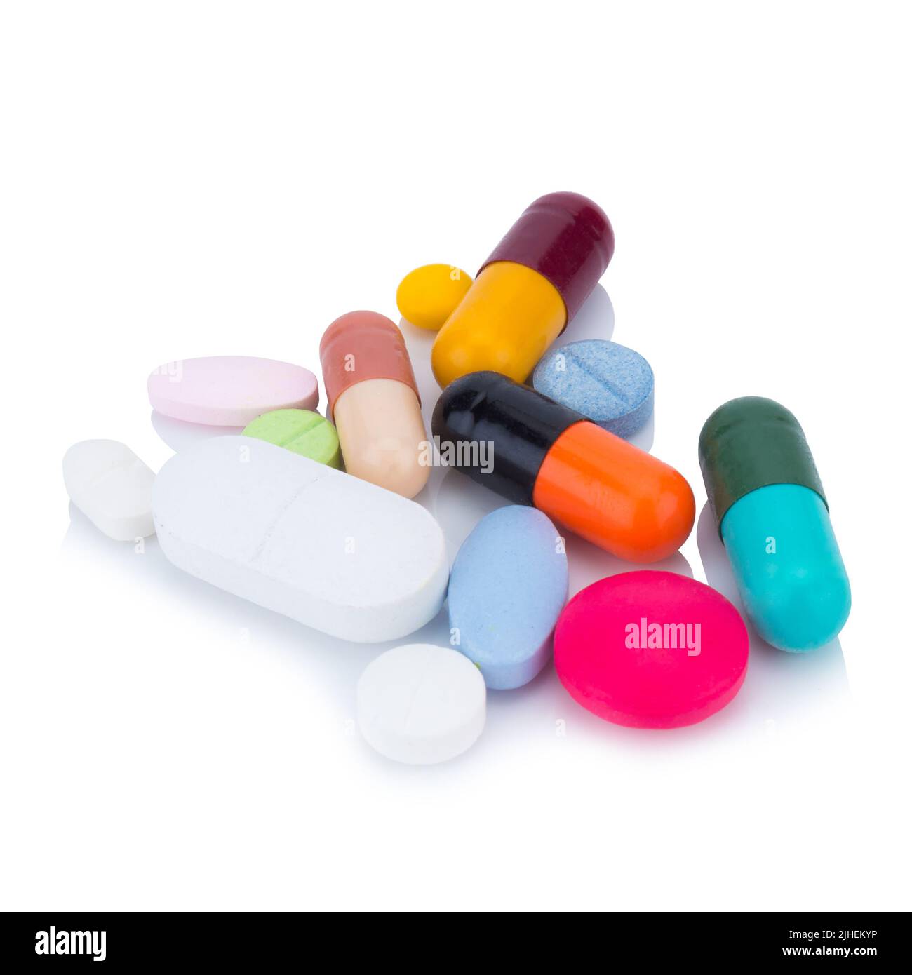 capsule. pill. tablet. various colors isolated on white background ...
