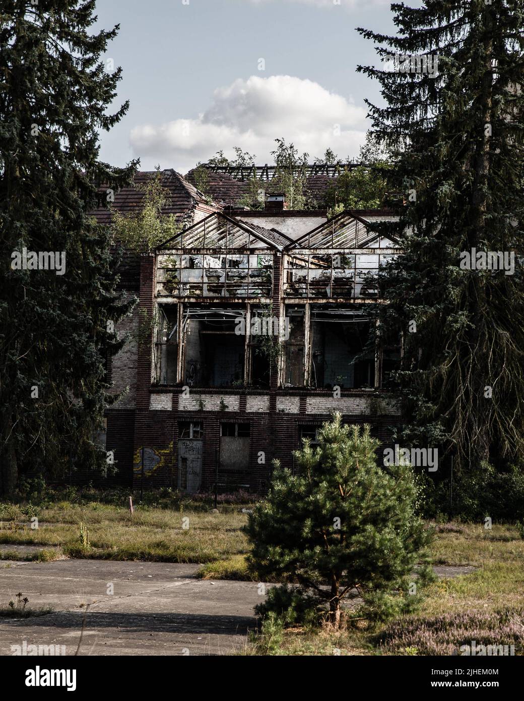 More of the dilapidated buildings present at Beelitz Heilstatten ...