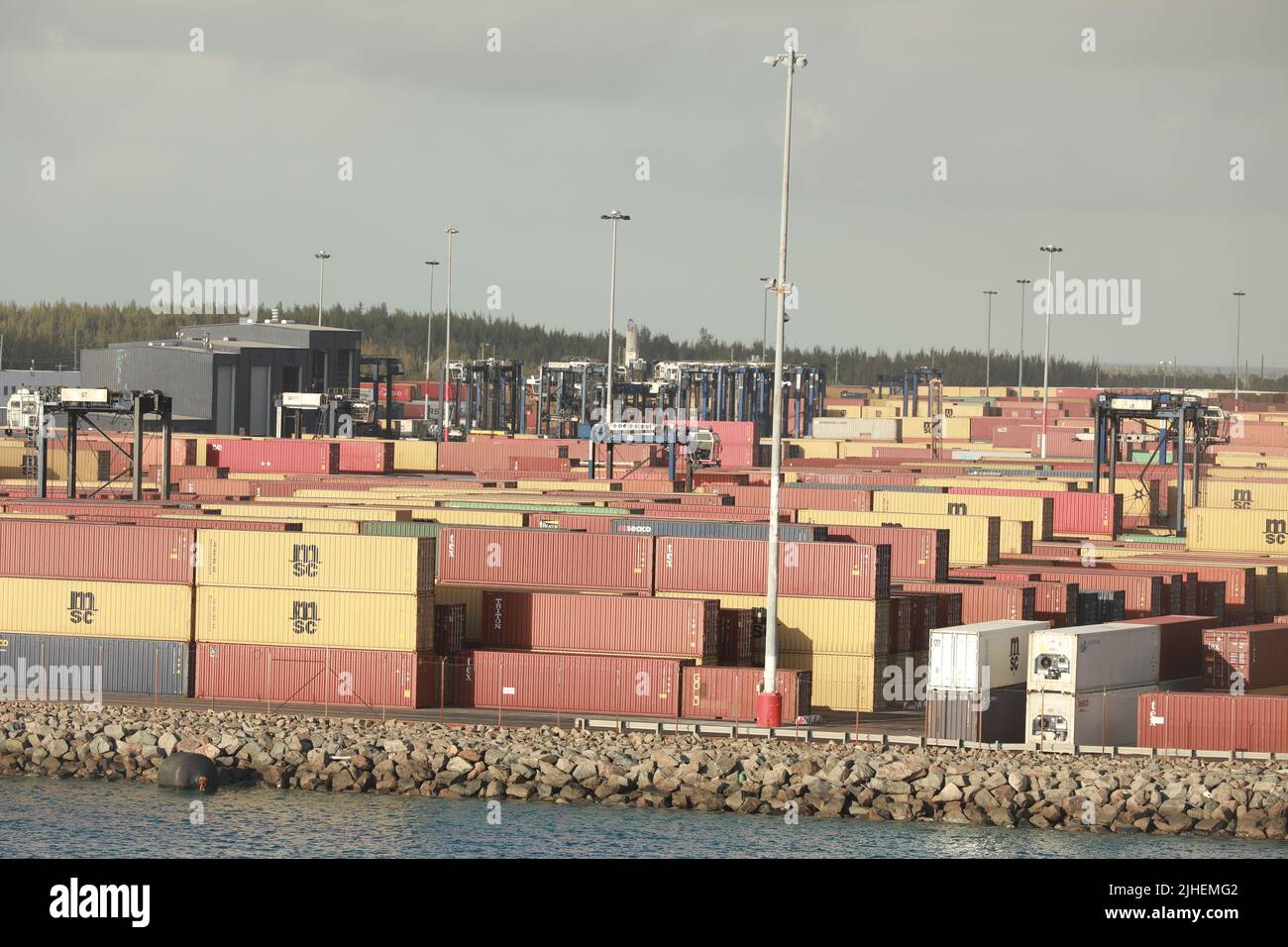 Stack of Containers Cargo Ship Import/Export in Harbor Port, Cargo ...