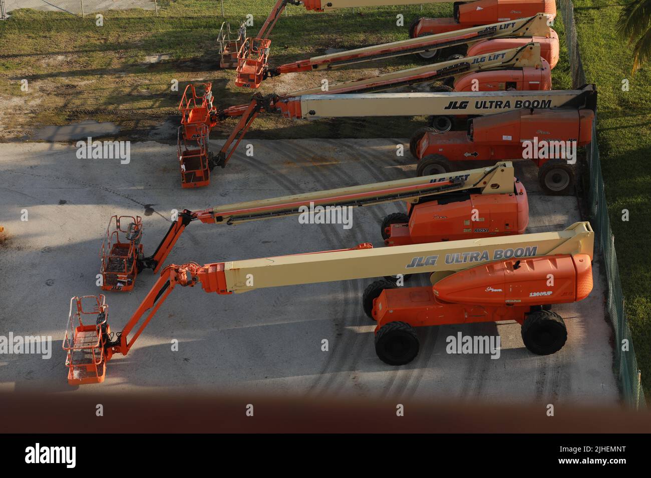 Ultra boom , boomlift 38 meter articulate type parking at the yard ...