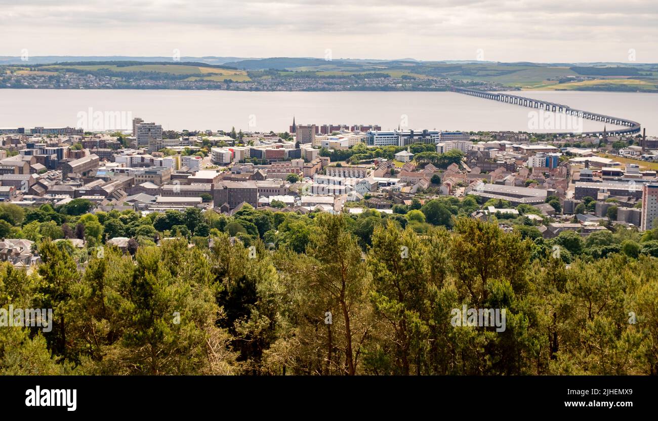 Dundee, Scotland, UK – June 23 2022. The Dundee skyline and distant ...