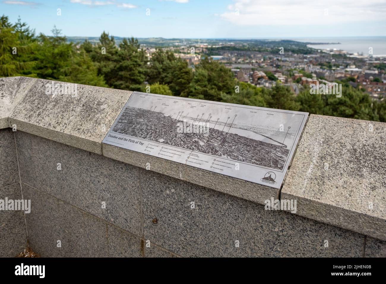 Dundee, Scotland, UK – June 23 2022. Information plaque of a plan of ...