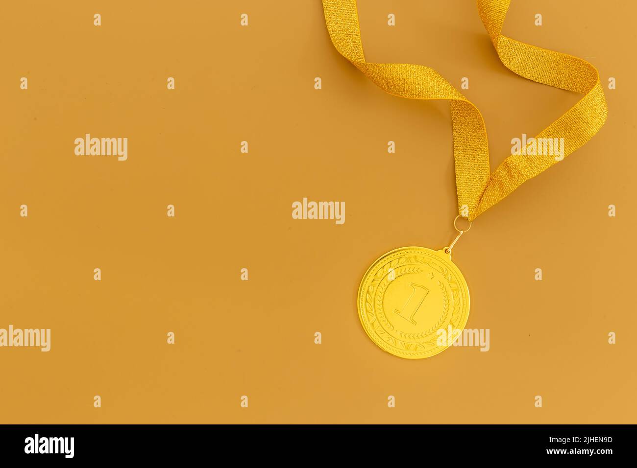 Winner or champion gold trophy - medal first place on ribbon Stock ...