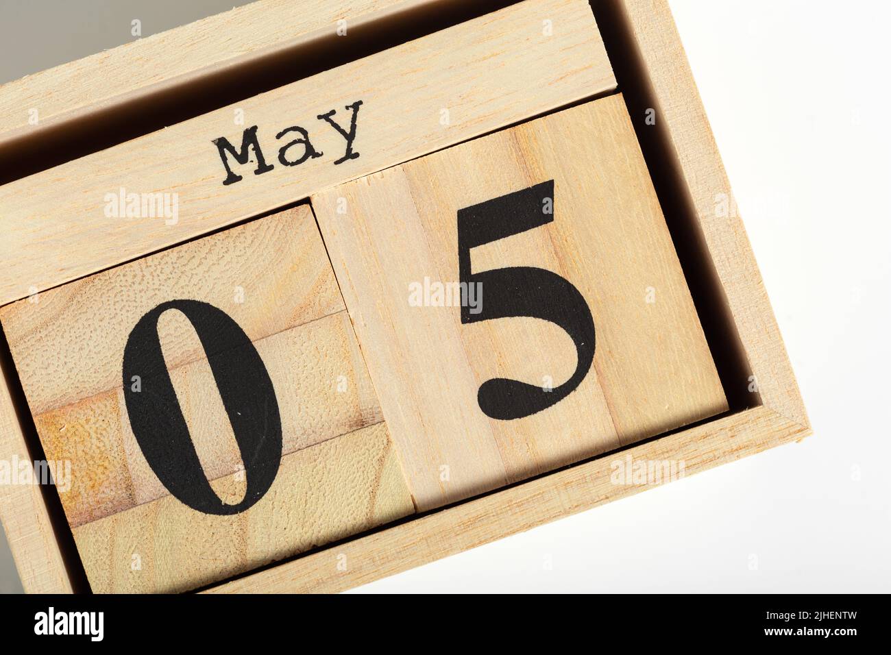 Wooden cubes with date on white background. 5th of May Stock Photo - Alamy