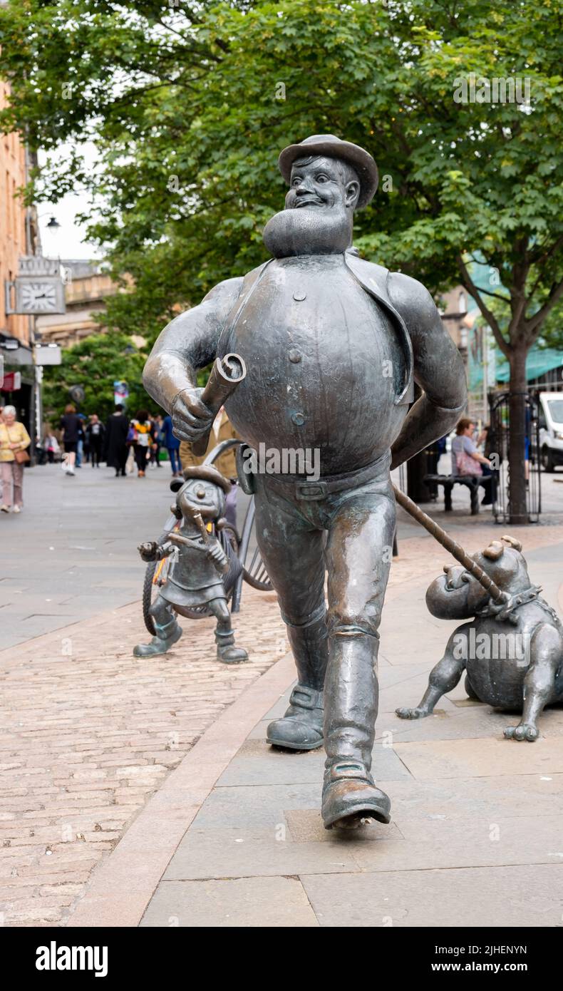 Dundee, Scotland, UK – June 23 2022. Statue of Desperate Dan located in ...