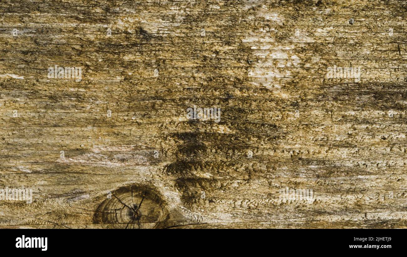 Esthetic old outside wood table weathered, design with abstract art ...