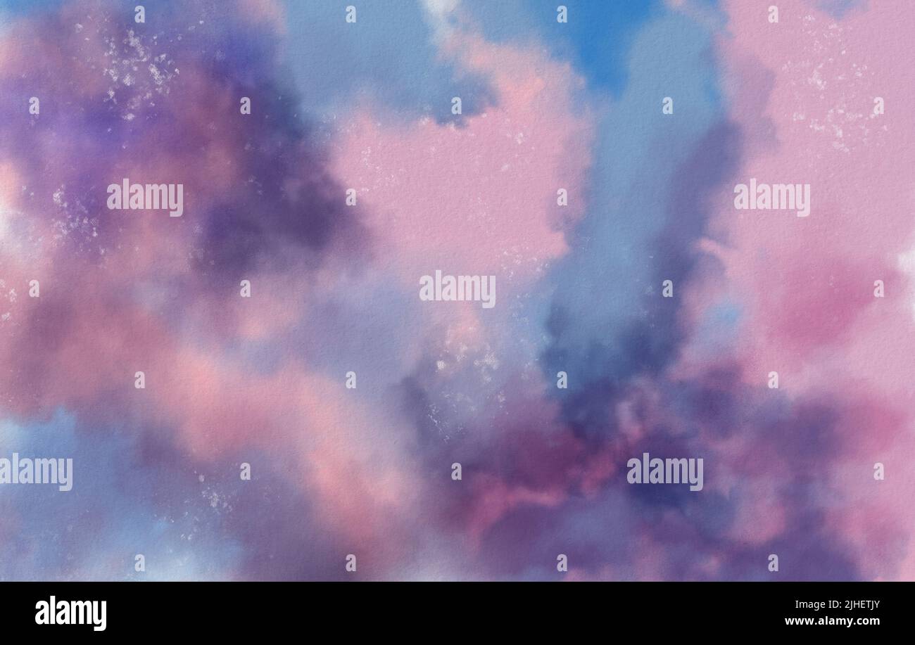 Abstract pastel blue, pink and purple watercolor with white spots on ...