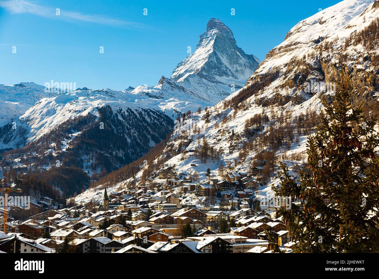 View of the mountain resort of Zermatt, located near of the Matterhorn ... View of the mountain resort of Zermatt, located near of the Matterhorn ...