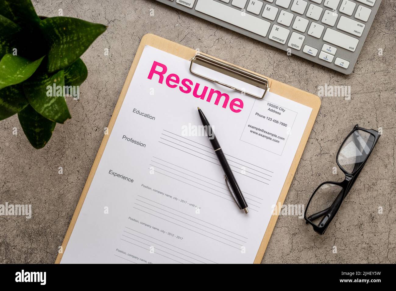 Close up of Resume application form on office table Stock Photo - Alamy