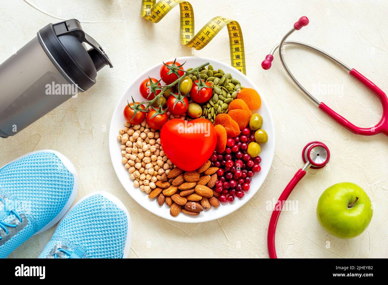 Healthy diet eating concept. Less fat more omega 3 food in plate with ...