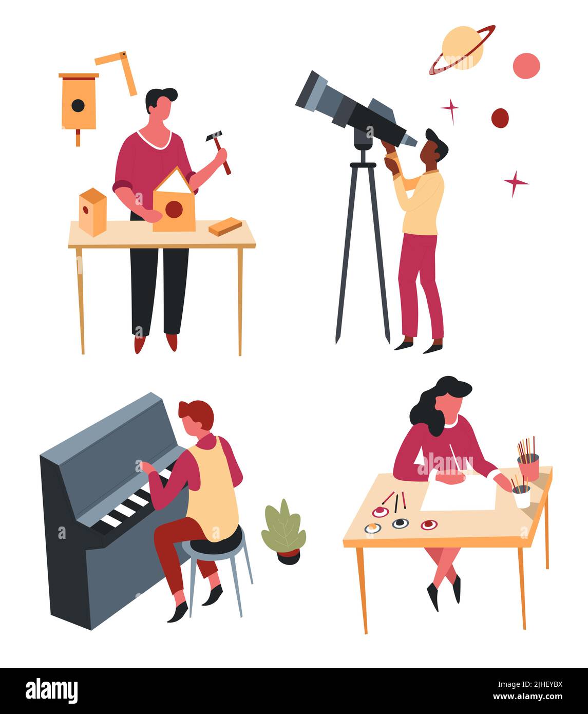 Boy paint birdhouse Stock Vector Images - Alamy