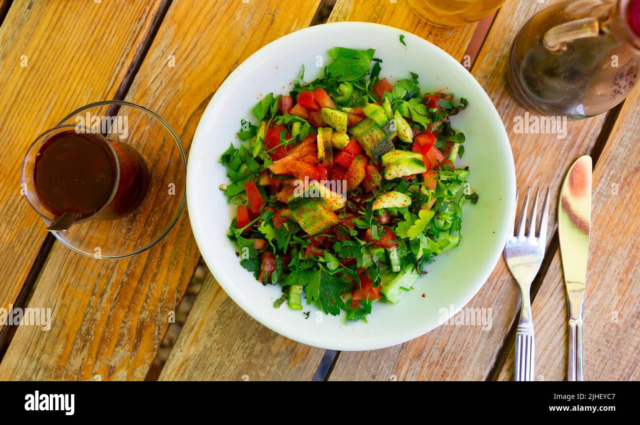 Turkish Coban salata or Shepherds salad in bowl Stock Photo - Alamy