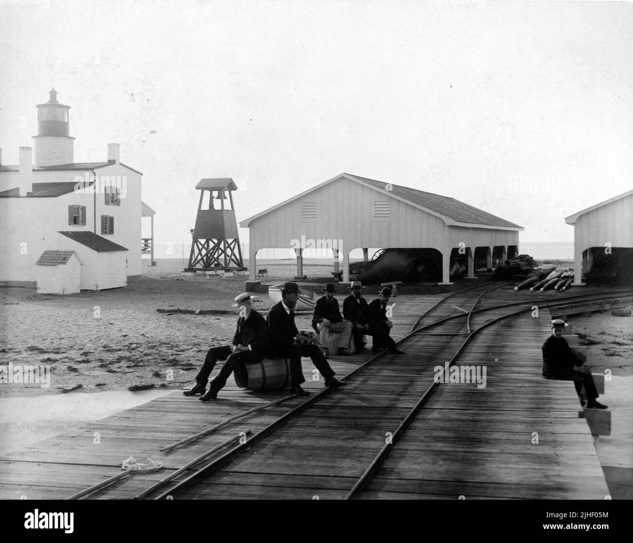Photograph of Point Lookout Light Station and Depot in Maryland Stock ...