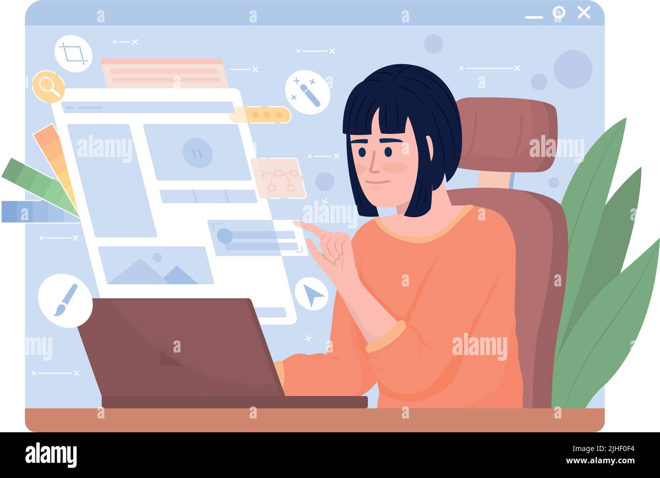 Web designer 2D vector isolated illustration Stock Vector Image & Art ...