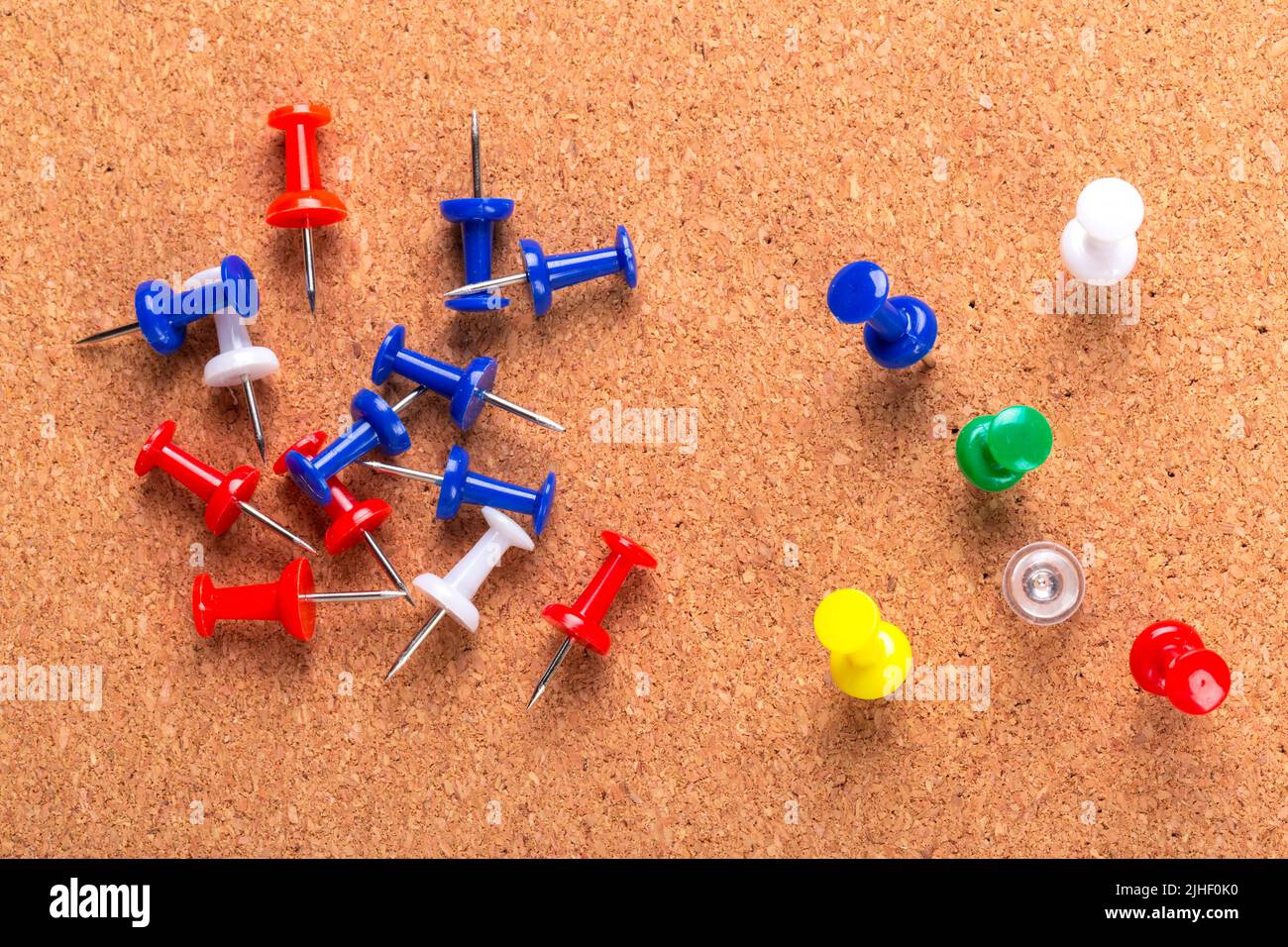 Pin board texture for background and colorful pins Stock Photo - Alamy
