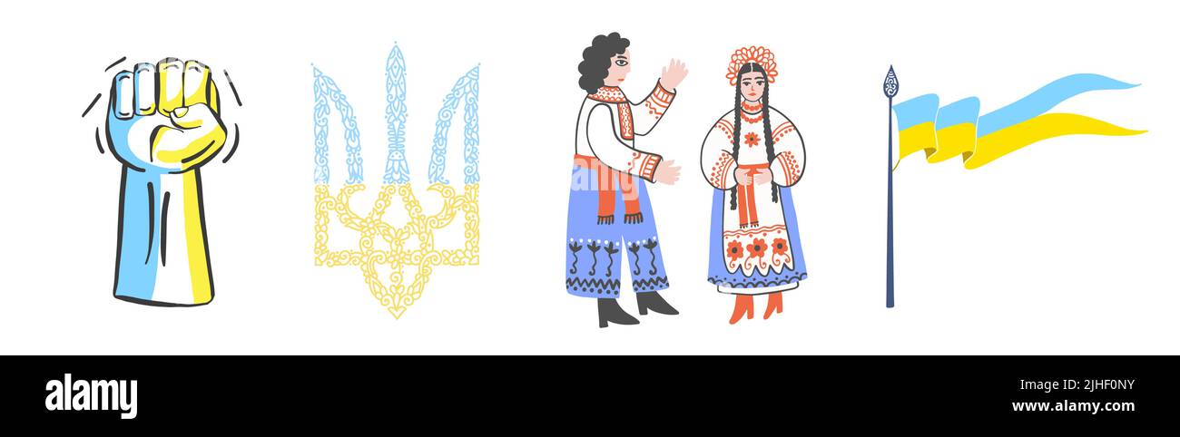 Set of ukrainian national symbols, vector illustration Stock Vector ...