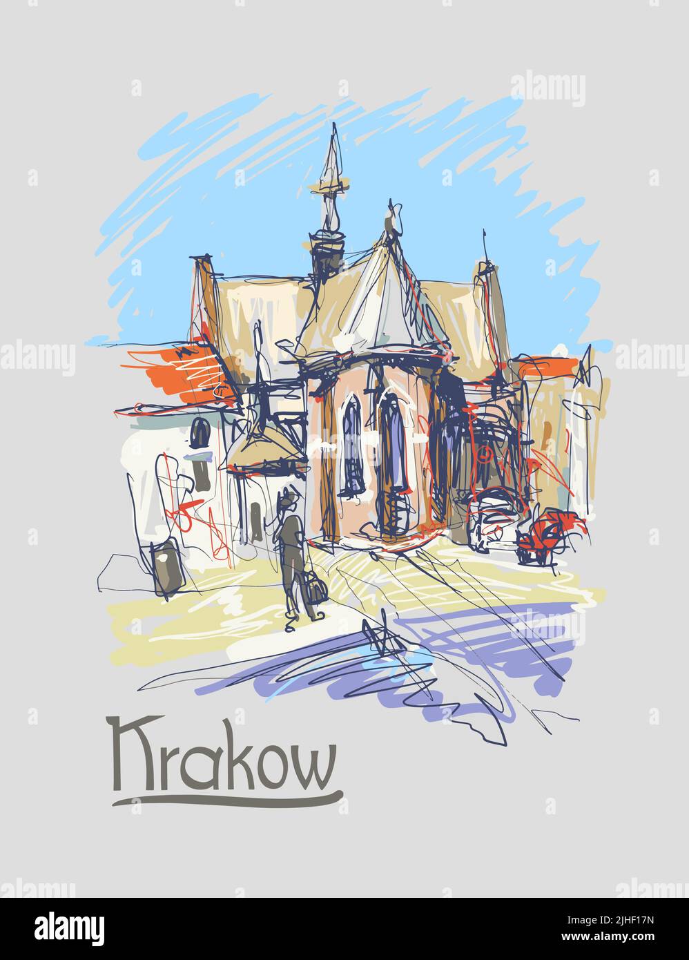 Gothic cathedral krakow Stock Vector Images - Alamy
