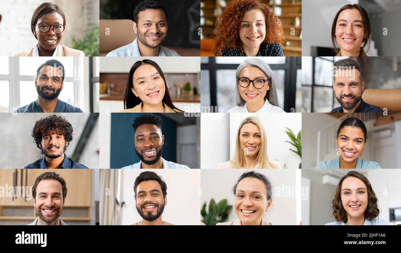 Computer monitor screen with a group of multiracial people ...