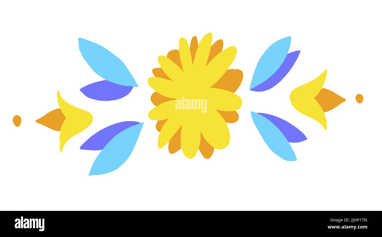 Yellow and Blue floral divider in flat style, vector illustration Stock ...