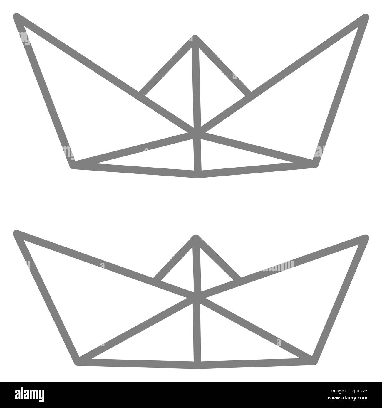 Set of vector illustrations of paper boat icons. Outline simple paper ...