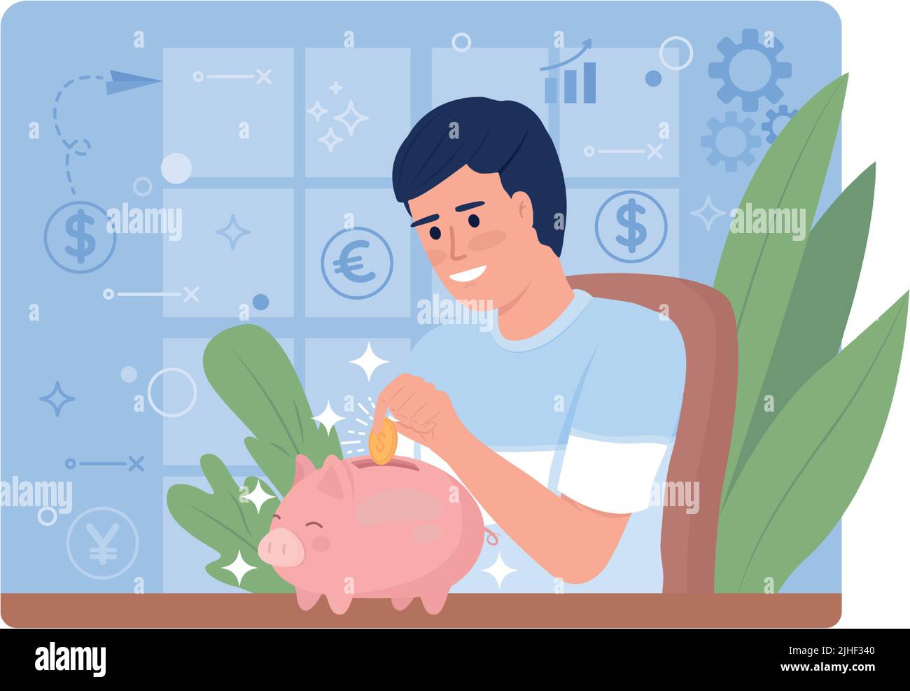 Saving money 2D vector isolated illustration Stock Vector Image & Art ...