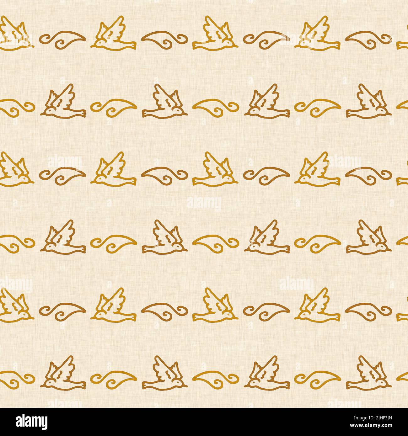 Gender neutral bird in sky seamless raster background. Simple whimsical ...