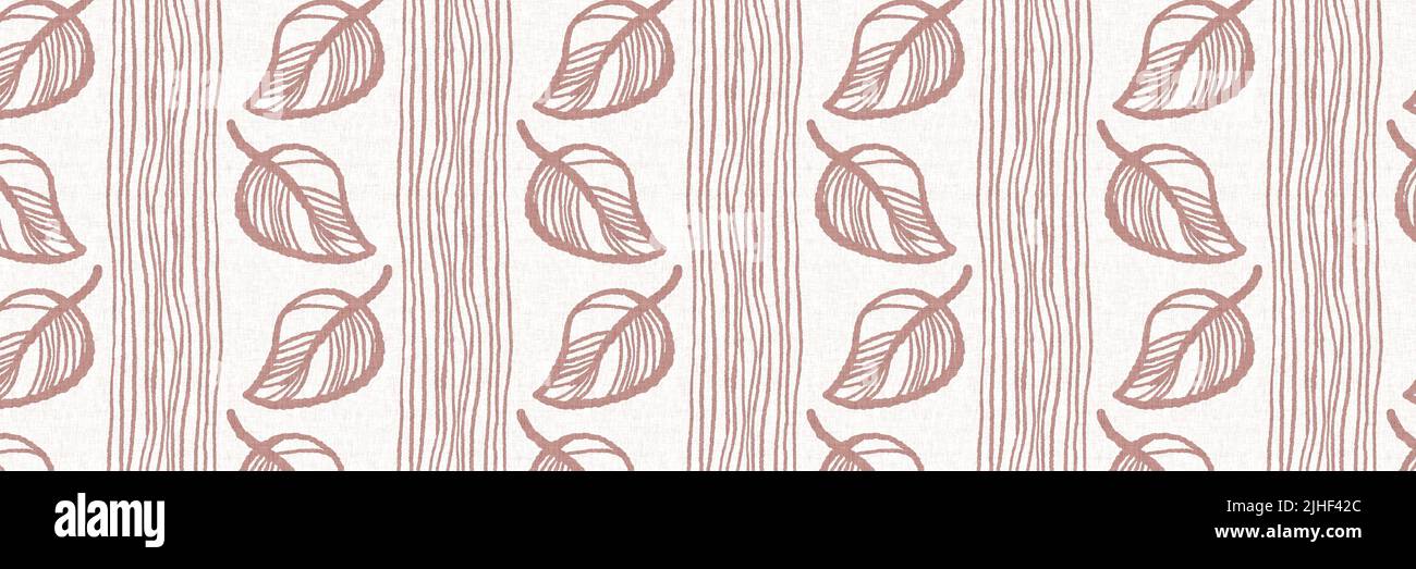 Gender neutral foliage leaf seamless raster border. Simple whimsical 2 ...
