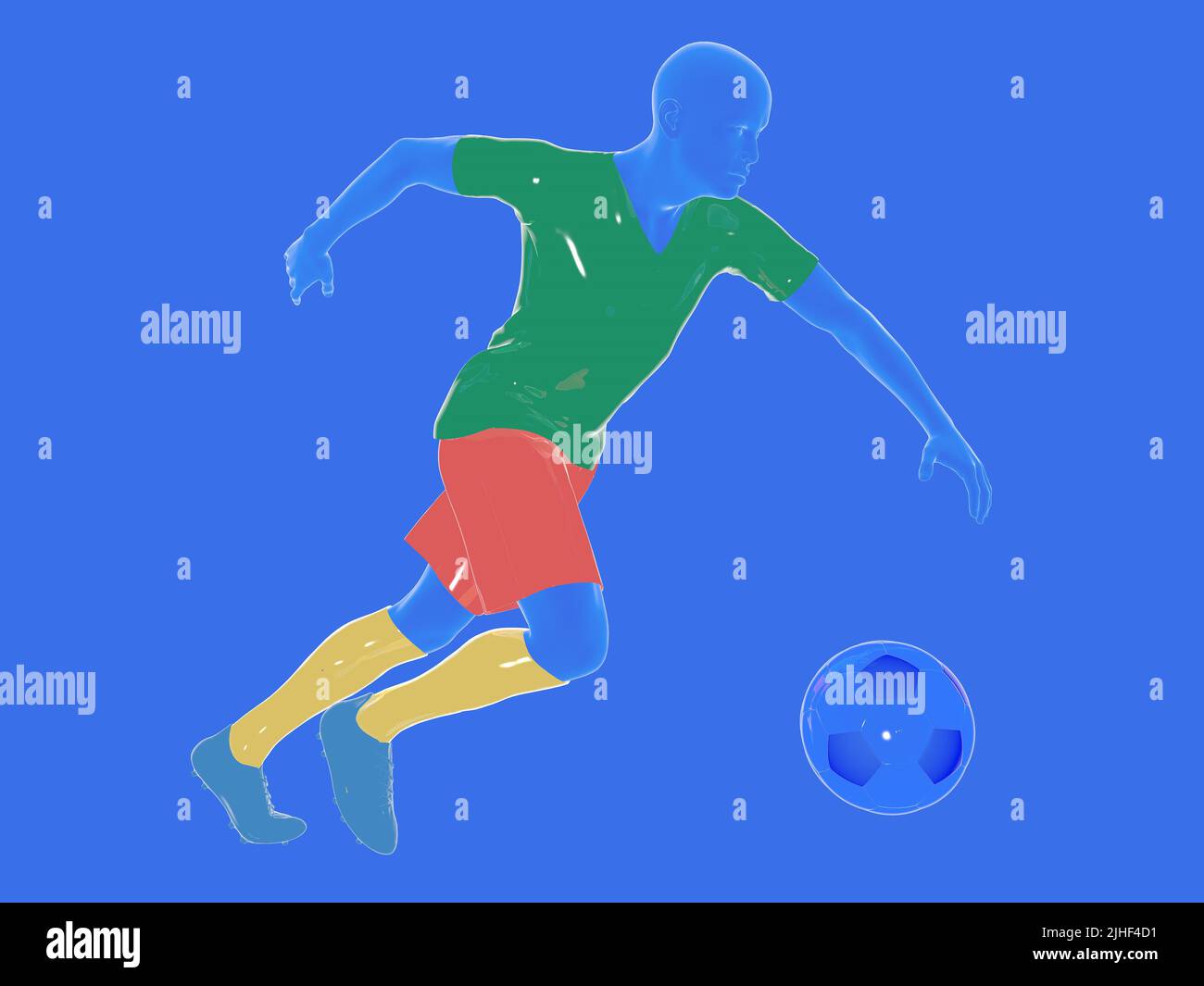 3d illustration of a football (soccer) player getting ready to take a ...