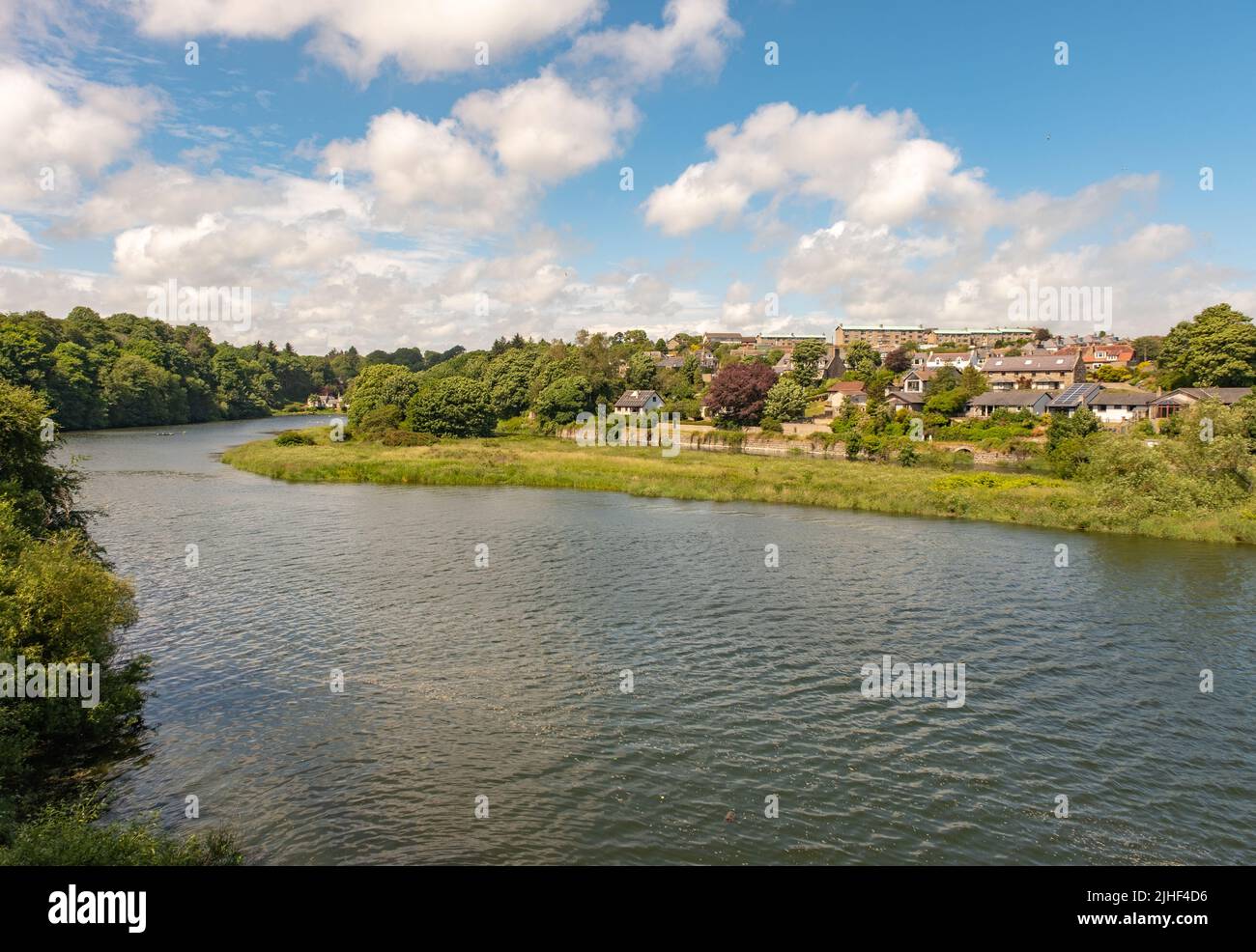 A view up the River Don from the Bridge of Don in Aberdeen City on a ...