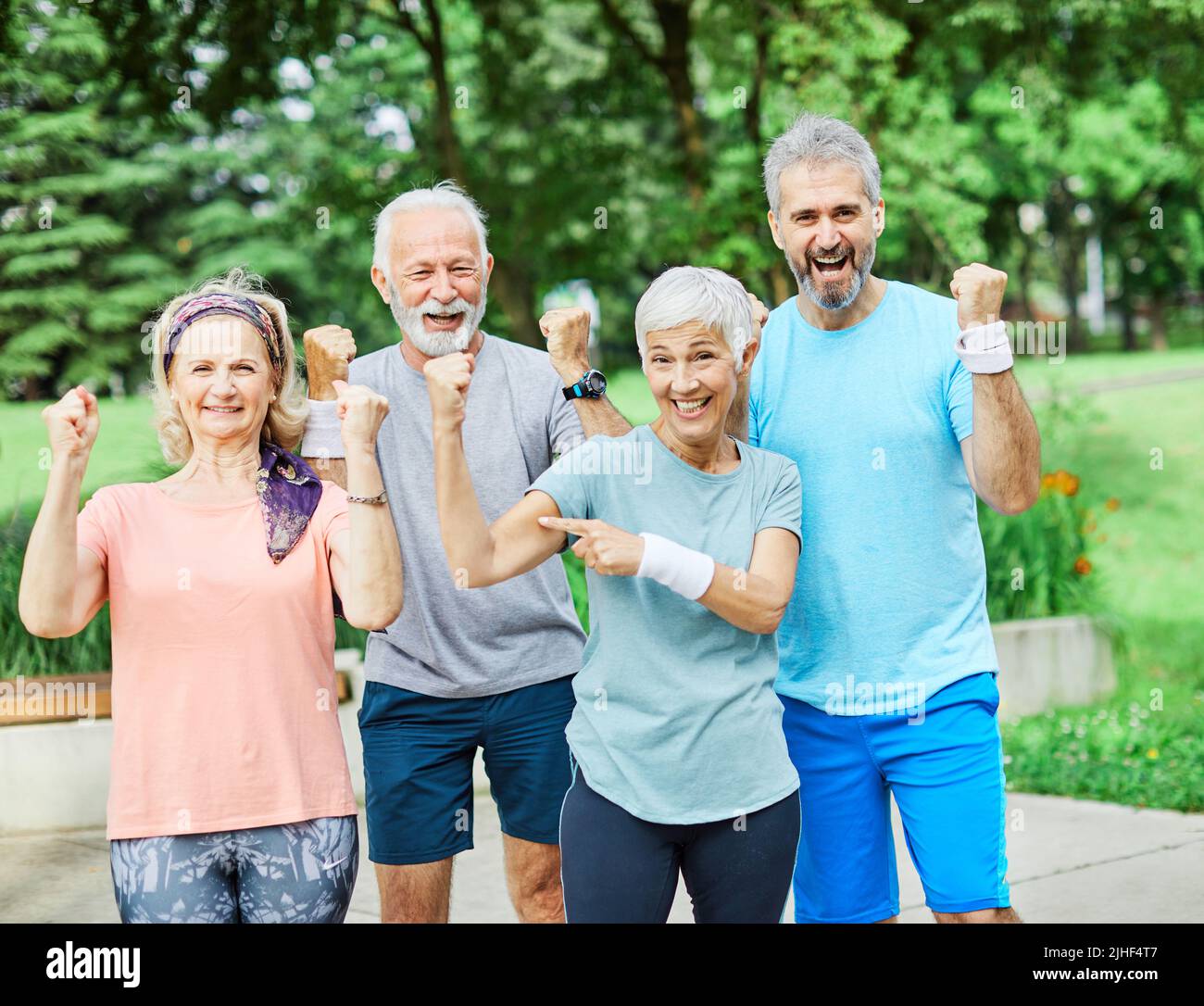 outdoor senior fitness woman man lifestyle active sport exercise ...