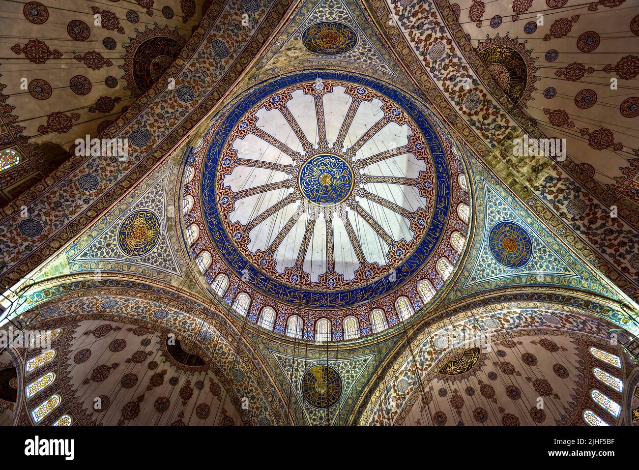 The interior of the Blue Mosque is lined with more than 20,000 handmade ...