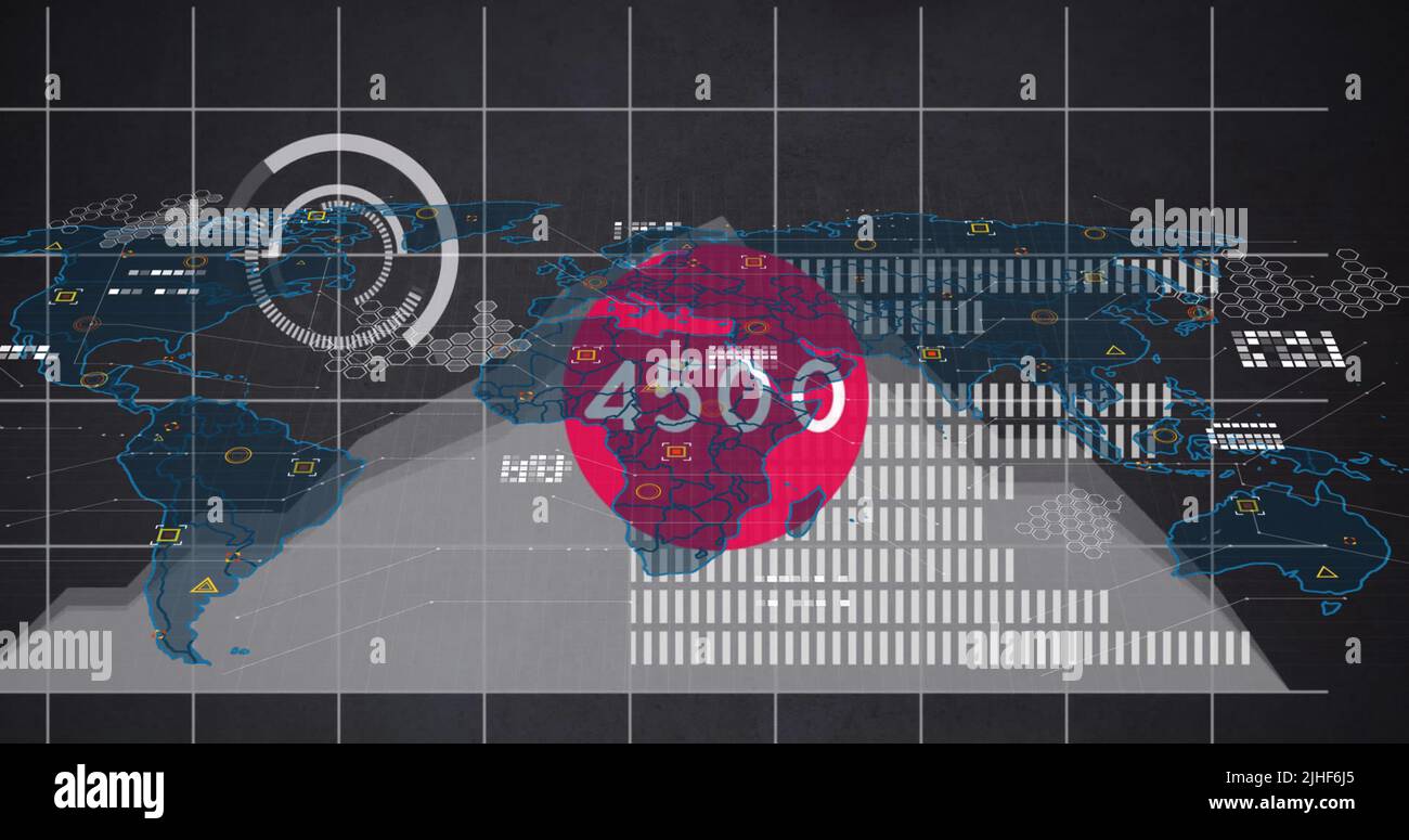 Image of world map over scope scanning and data processing Stock Photo ...