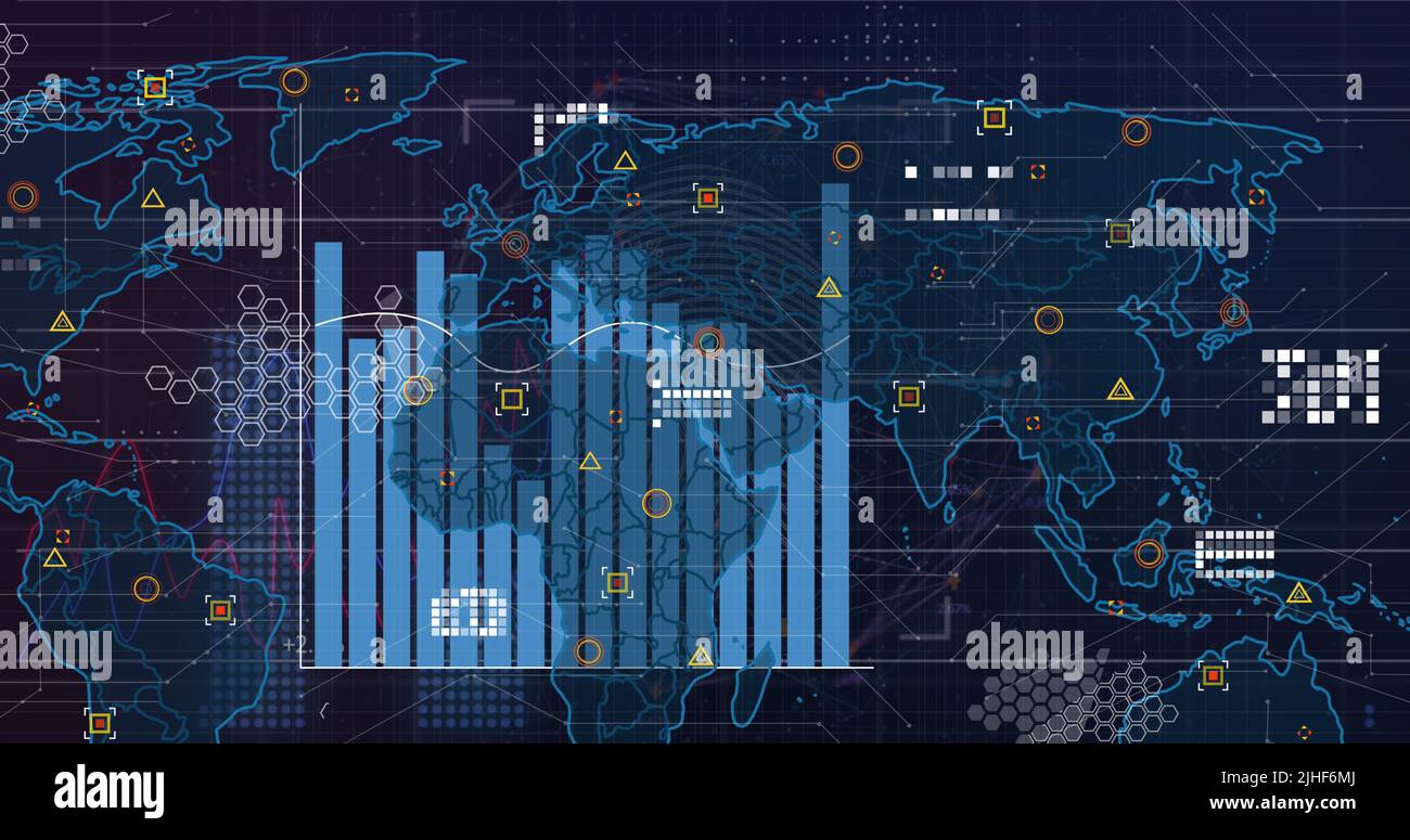 Image of data processing over financial data and grid Stock Photo - Alamy