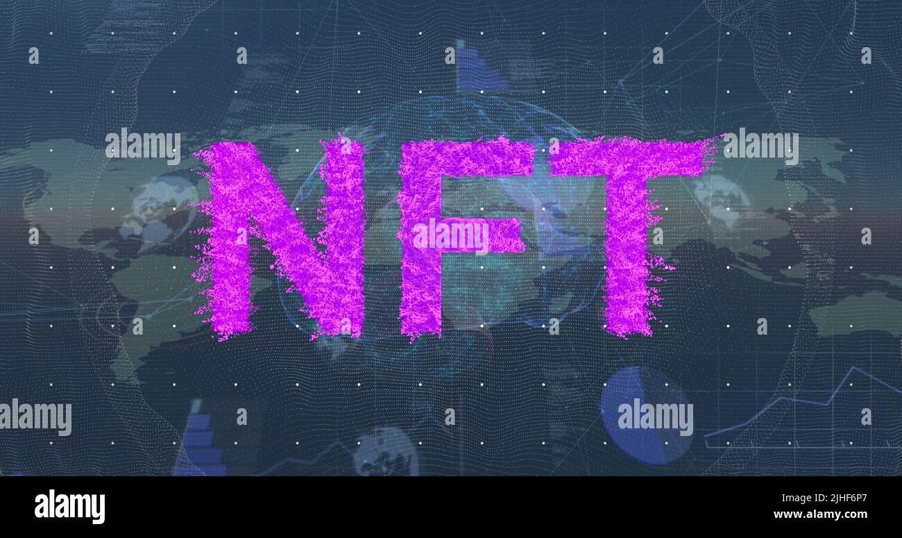 Image of nft text over digital brain and data processing Stock Photo - Alamy