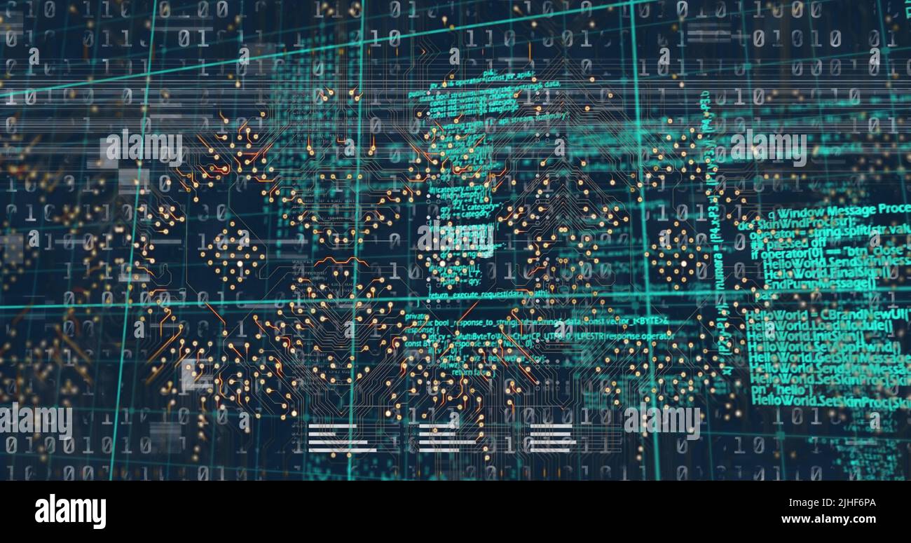 Image of interference over computer circuit board and data processing Stock Photo - Alamy