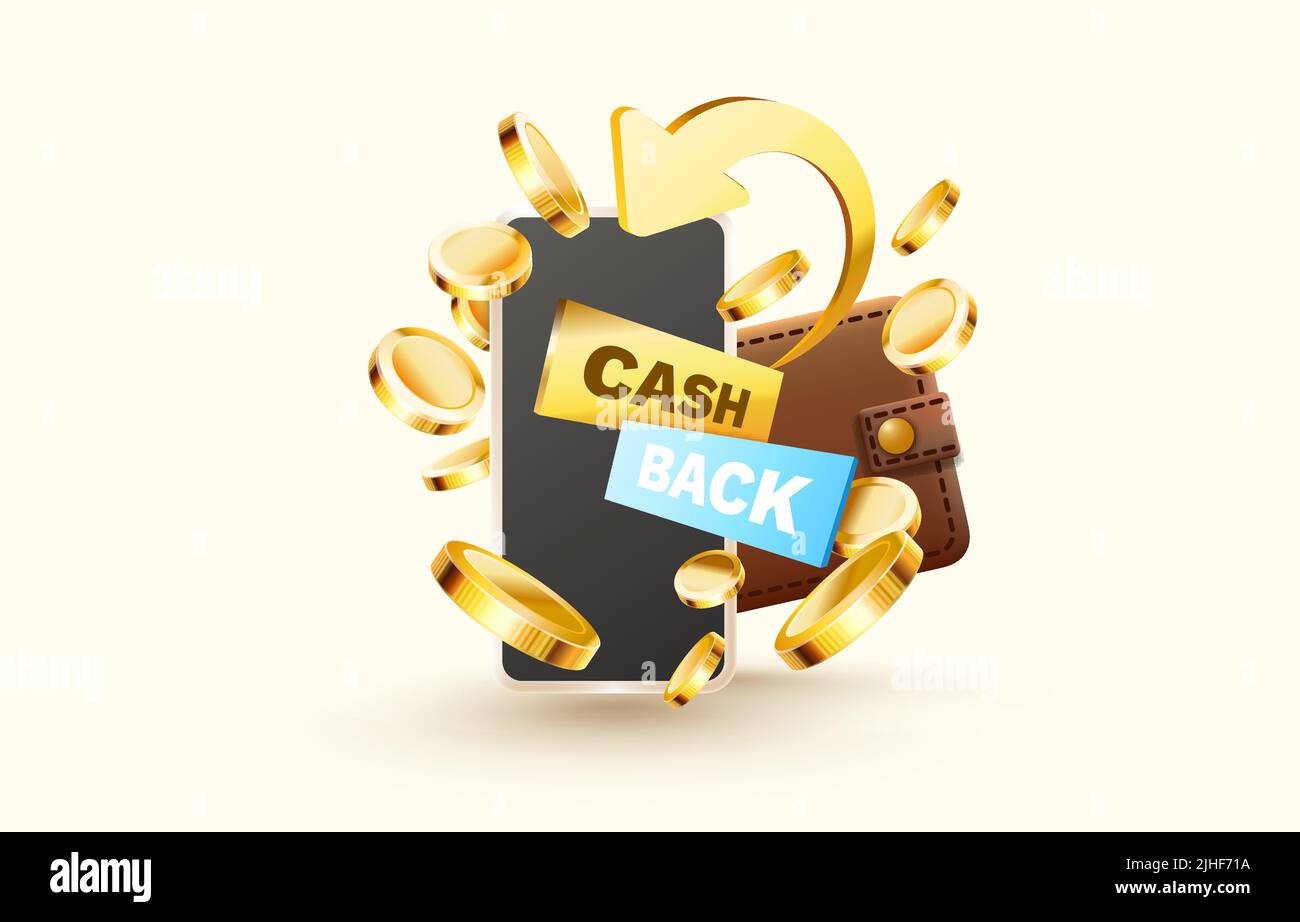 Mobile cash back service, financial payment Smartphone screen, buying ...
