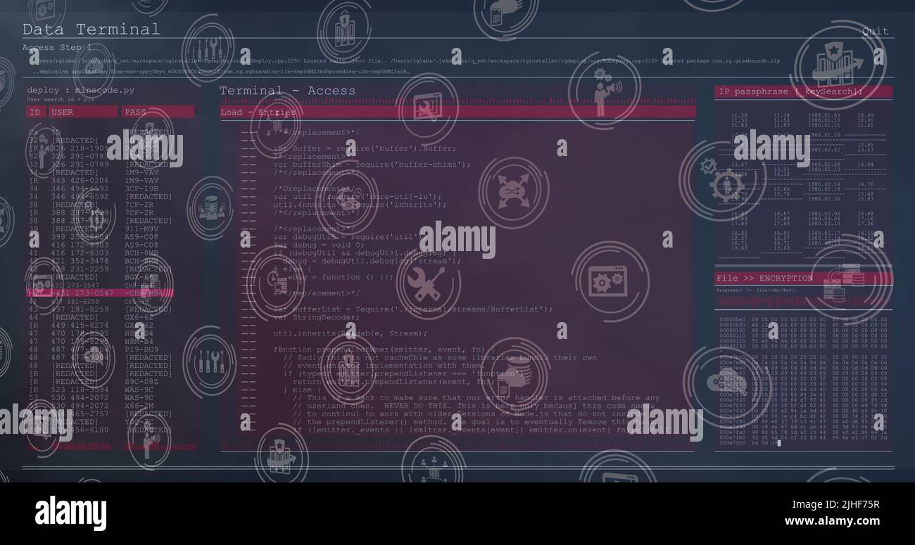 Image of icons over data processing Stock Photo - Alamy