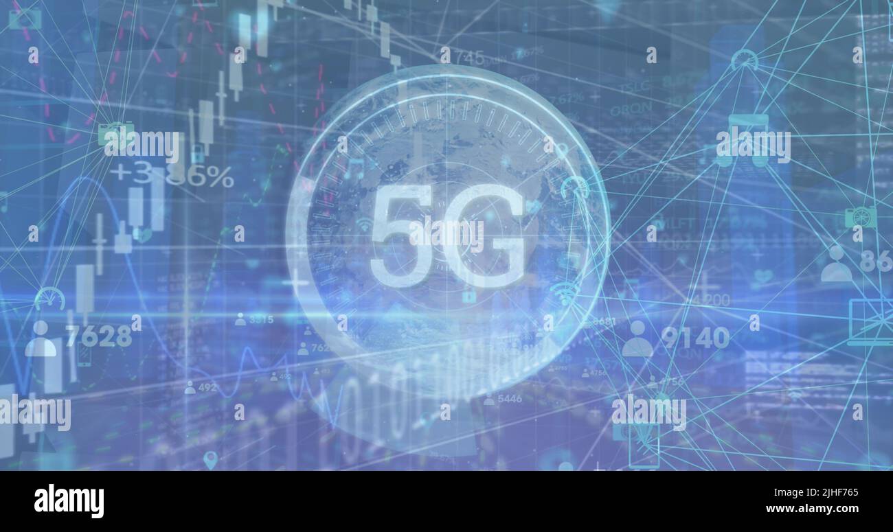 Image of financial data processing and scope scanning with 5g over ...