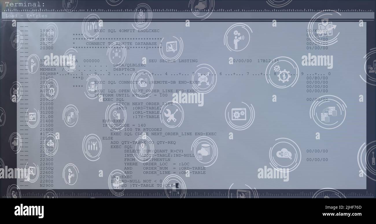 Image of icons over data processing Stock Photo - Alamy