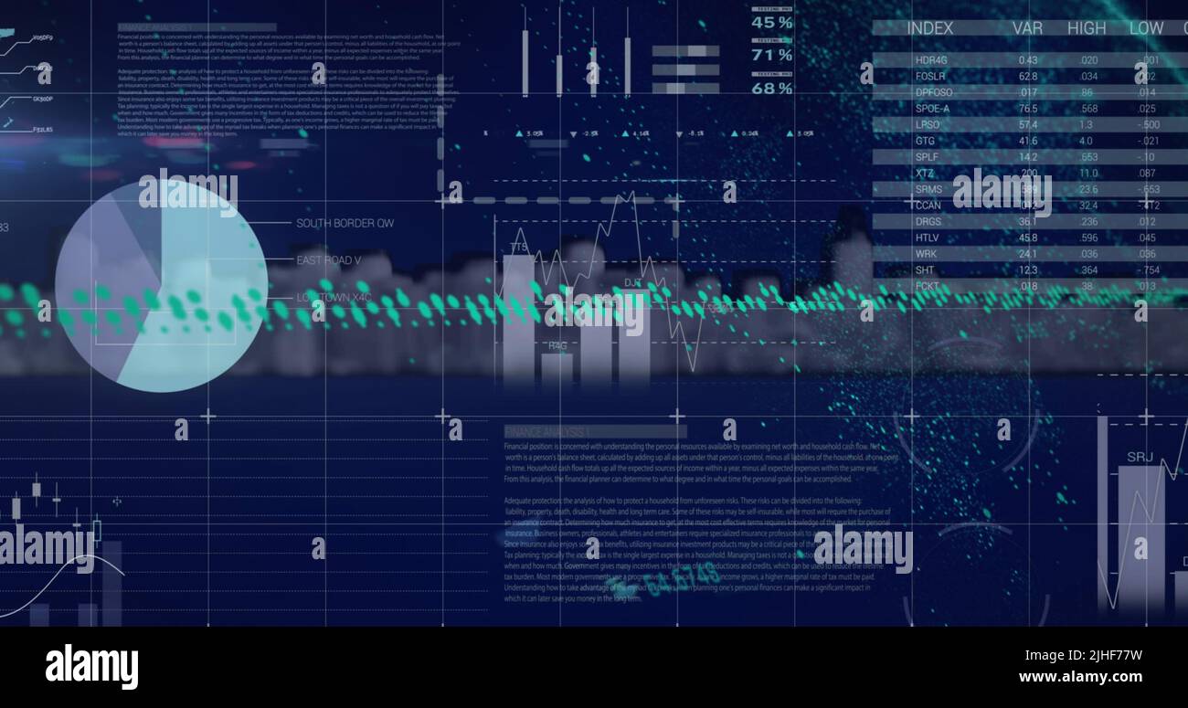 Image of data processing over cityscape on black background Stock Photo ...
