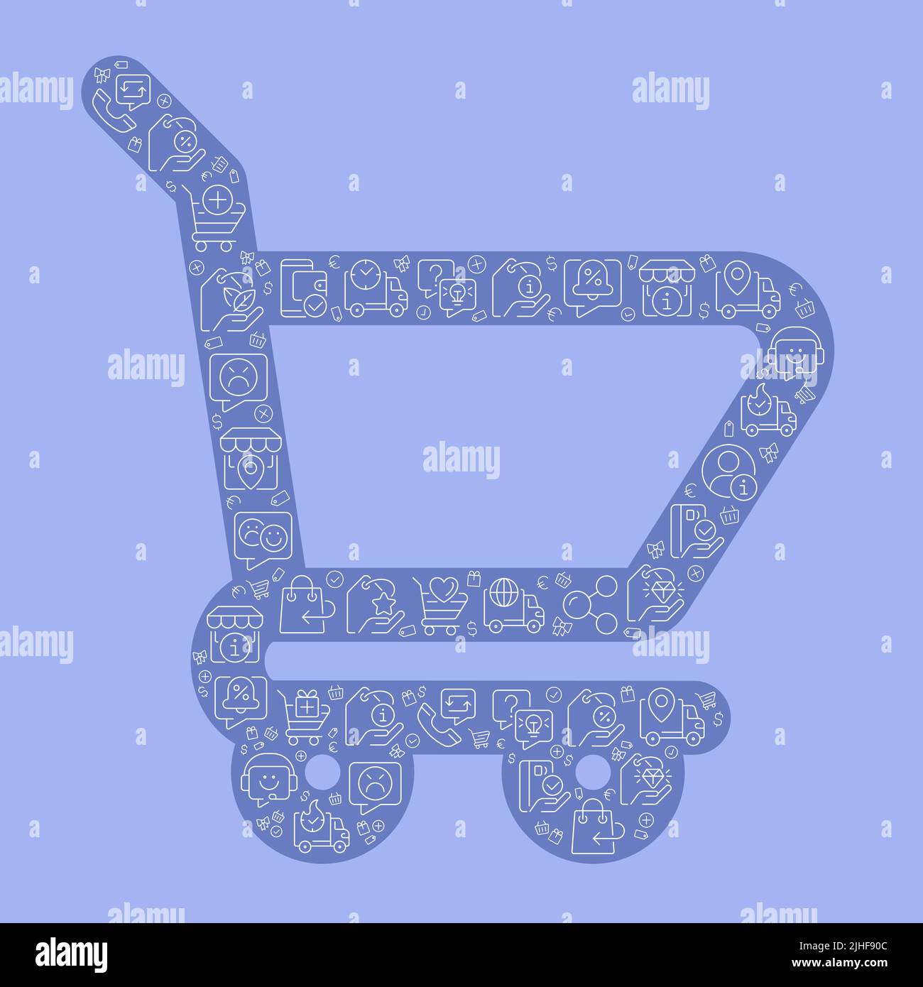 Shopping cart pixel perfect shaped concept filled with editable linear icons Stock Vector Image ...