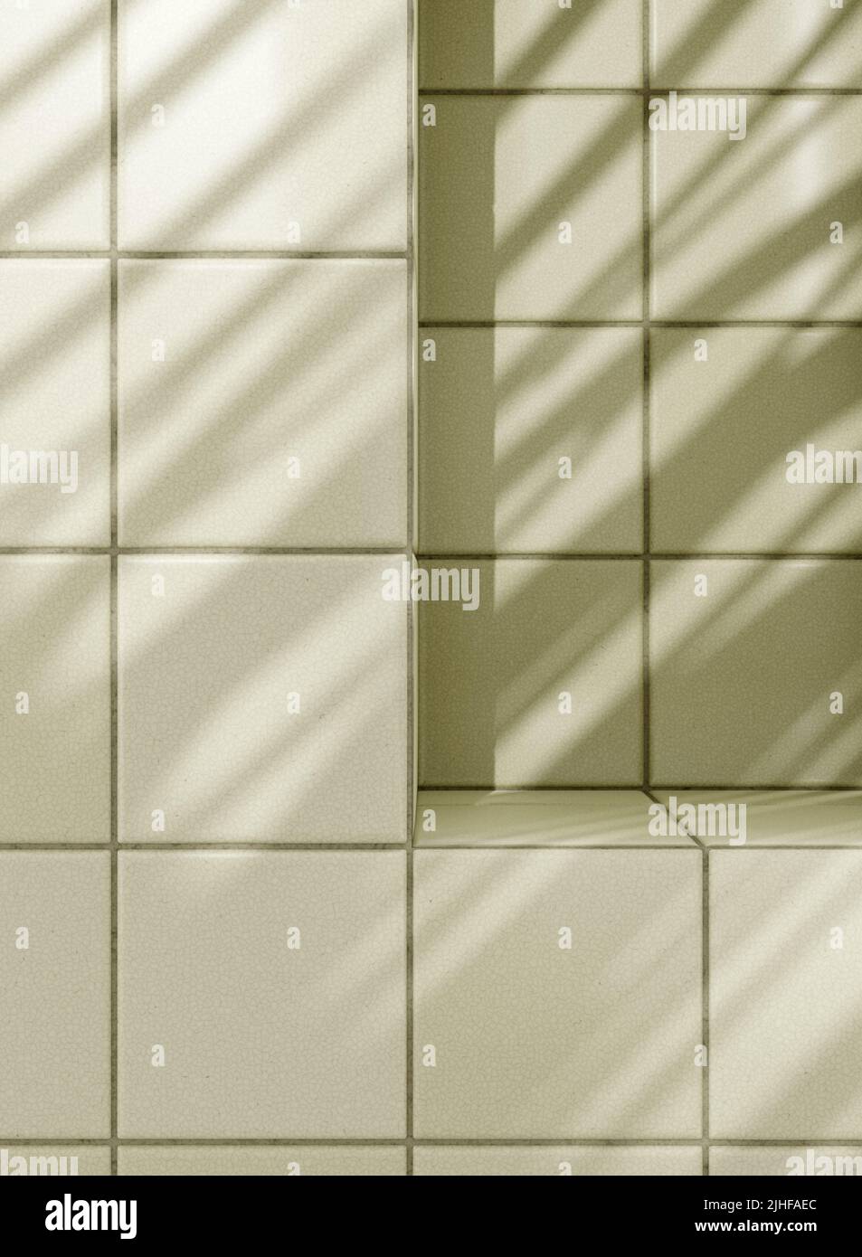 Beige pastel tiles bathroom or kitchen background with podium Stock ...