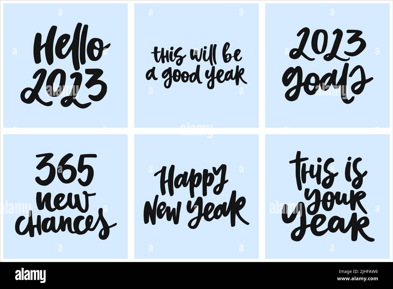 Set of handwritten quotes about New Year. Collection of creative ...
