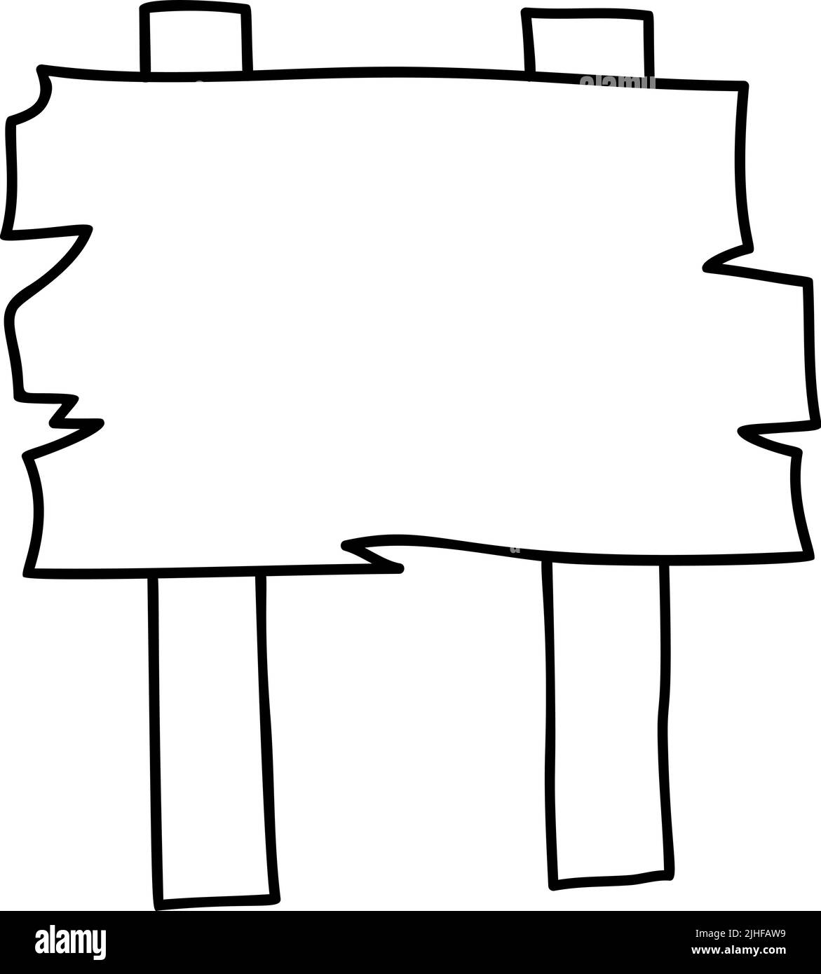 Wooden Vector hand drawn sign board. monoline element with place for ...