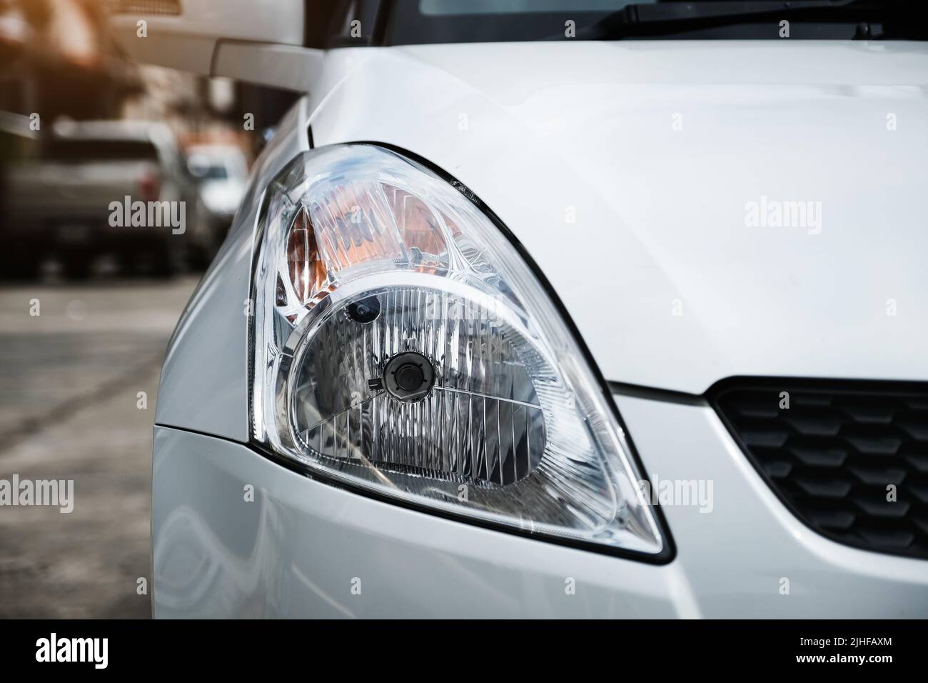 Inspection of car headlights and turn signals before leaving Stock ...