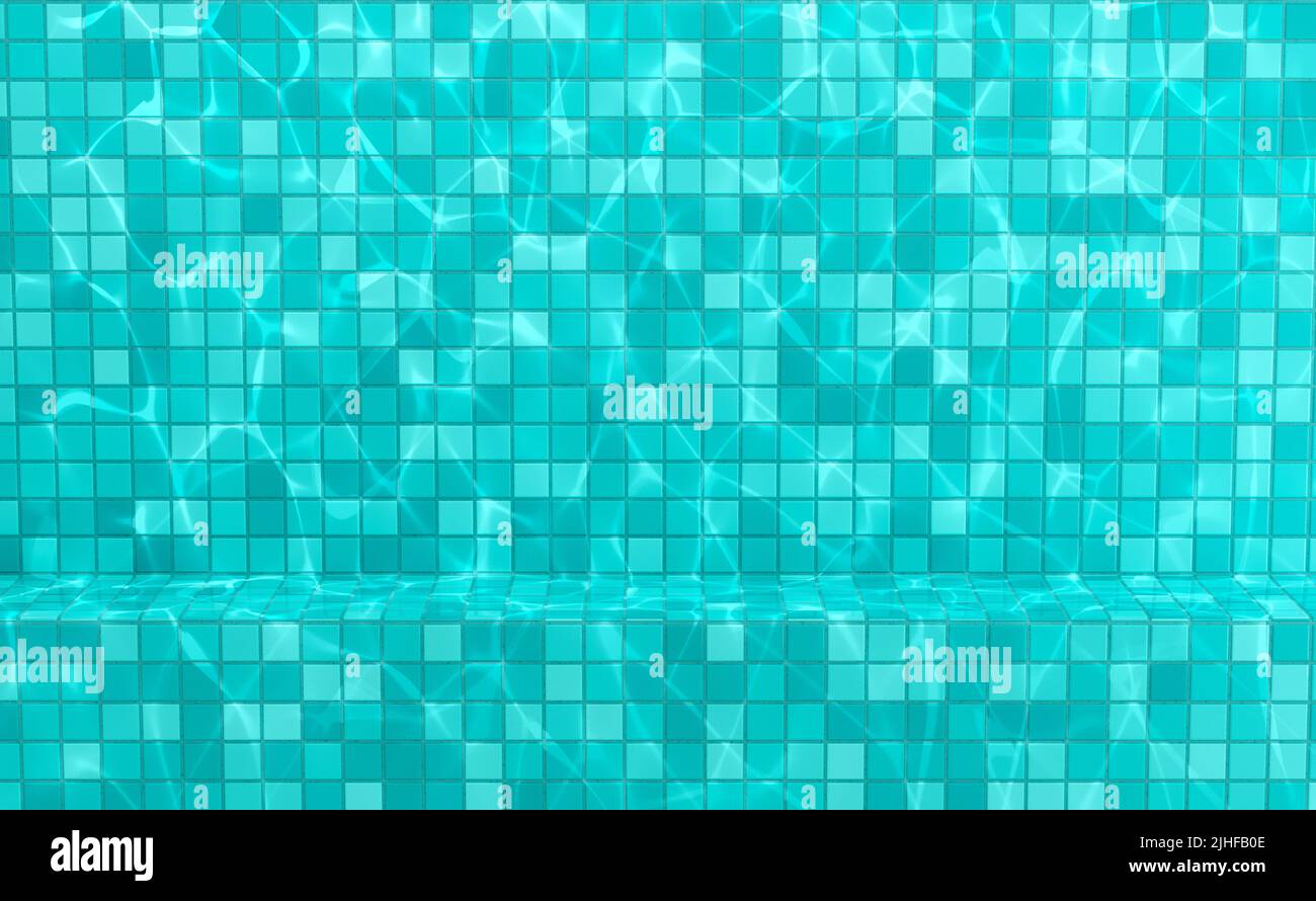 Swimming pool underwater podium with blue, turqouise tile Stock Photo ...